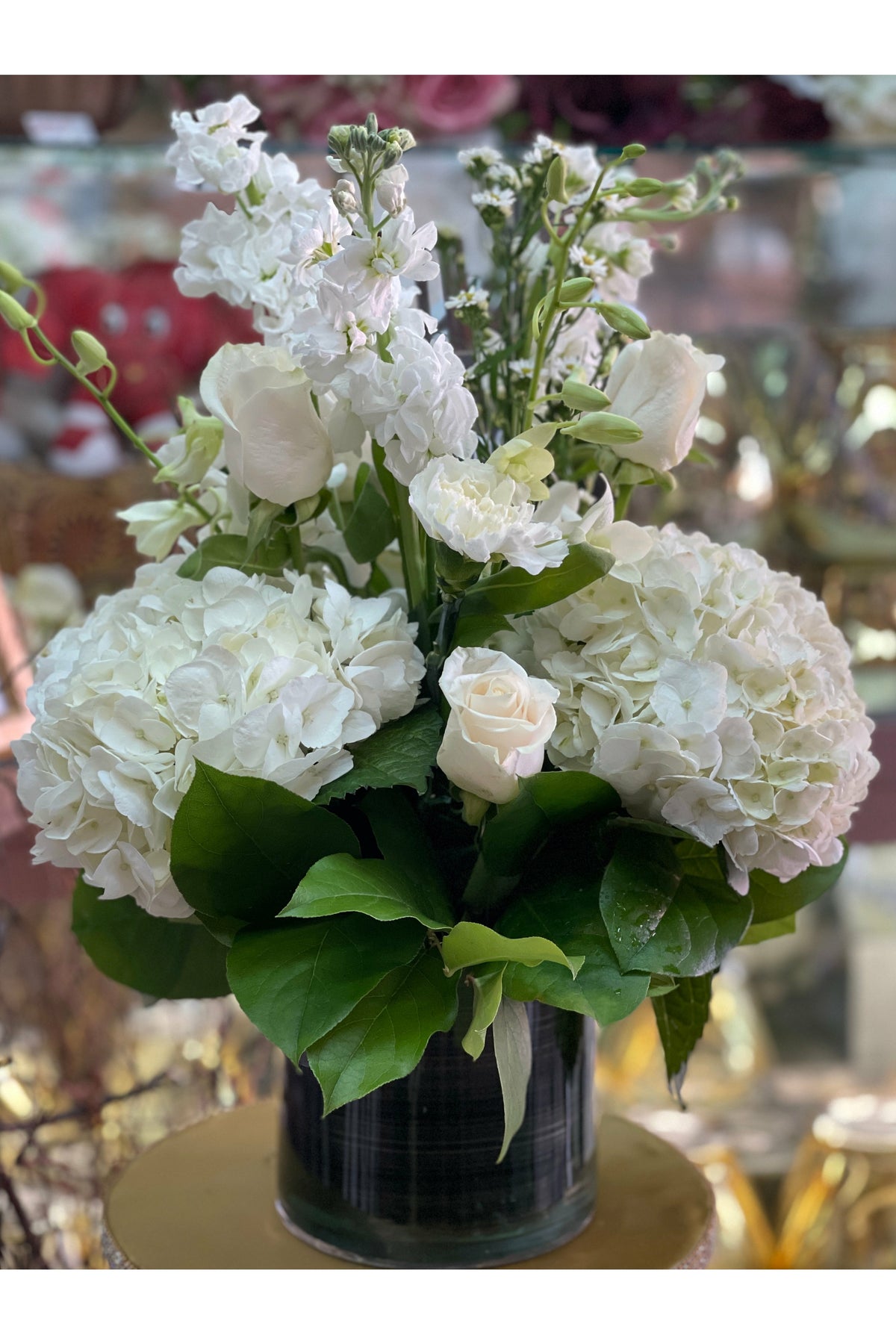 Soft Harmony White Hydrangea & Rose Arrangement Hackensack NJ Florist ...